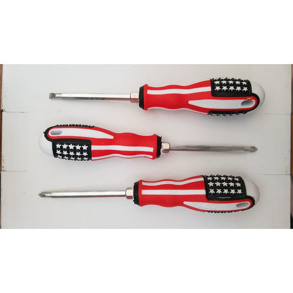 Jual OBENG + - MIN PLUS AMERIKA 2IN1 OBENG BOLAK BALIK uk 4 inch ...