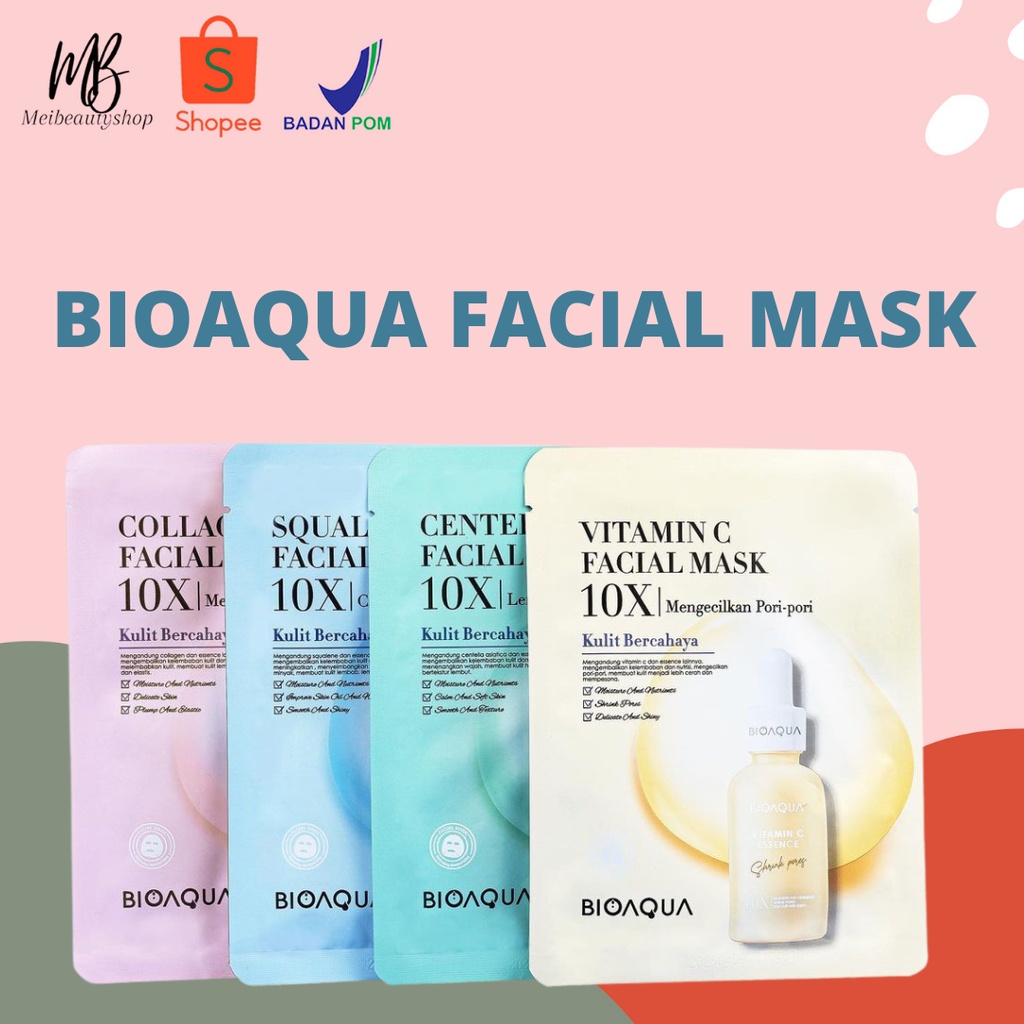 Jual BIOAQUA 10X THE EFFECT FACIAL SHEET MASK (Squalane / Collagen / VIT C / Centella) | Shopee ...