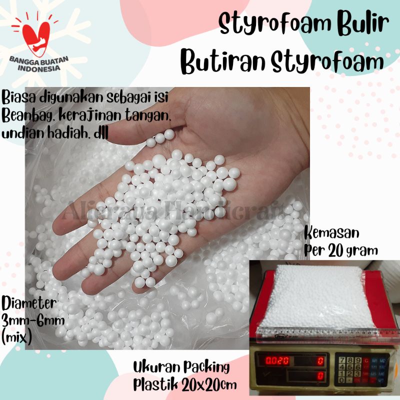 Jual Styrofoam Butiran • Styrofoam Bulir • Bola Salju Gabus kecil 3-6mm ...