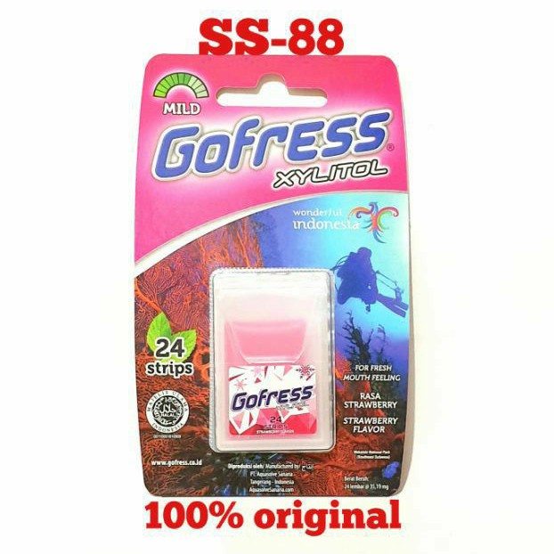 Jual GOFRESS XYLITOL ~ STRAWBERRY FLAVOR (ISI 24 STRIP) | Shopee Indonesia