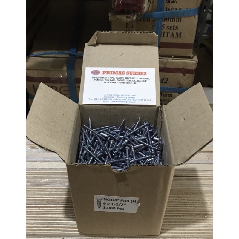 Jual (1000PCS) #6 x 4 CM Skrup FAB Taping Screw Sekrup Skrup Kayu 1 Dus ...