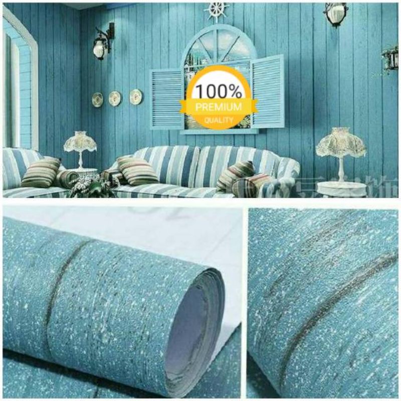Jual Walpeper Sticker Dinding Kayu Papan Biru Vintage Elegan | Shopee ...