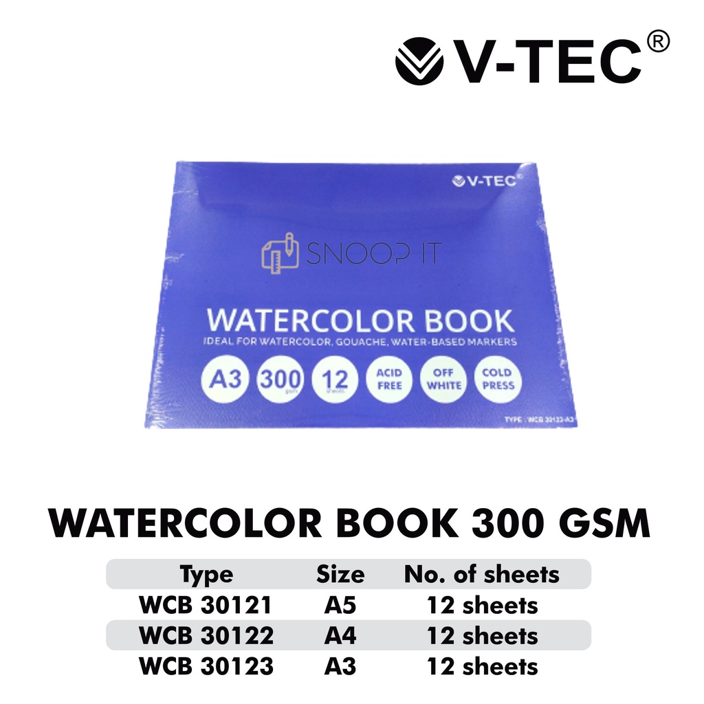 Jual Water Colour Book V-Tec Ukuran A3 WCB - 30123 / Sketchbook Water ...