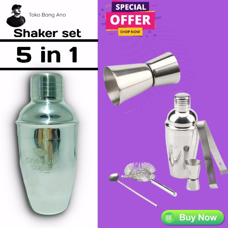 Jual Shaker minuman stainless set alat bartending cocktail shaker set ...