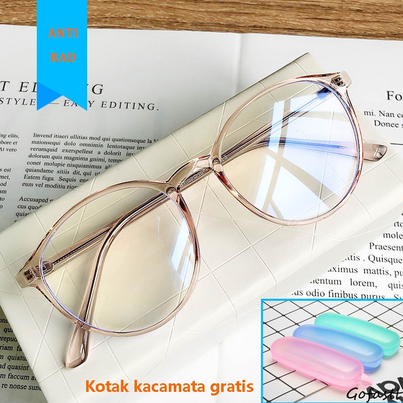 Jual 【Kotak kacamata gratis】Korea Fashion Kacamata Anti Radiasi Metal ...