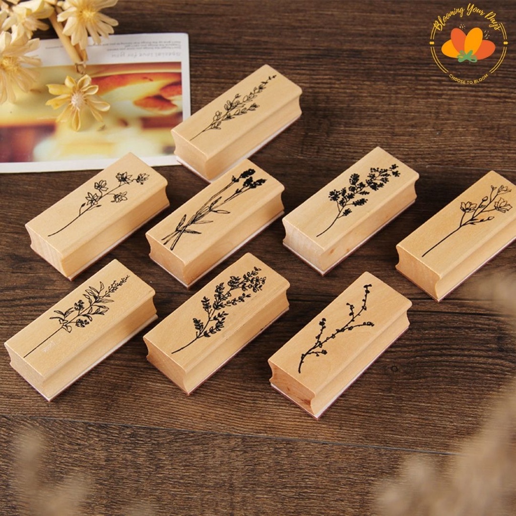 Jual Bloomingyourdays Stempel Kayu Motif Tanaman Vintage Kreatif Untuk ...
