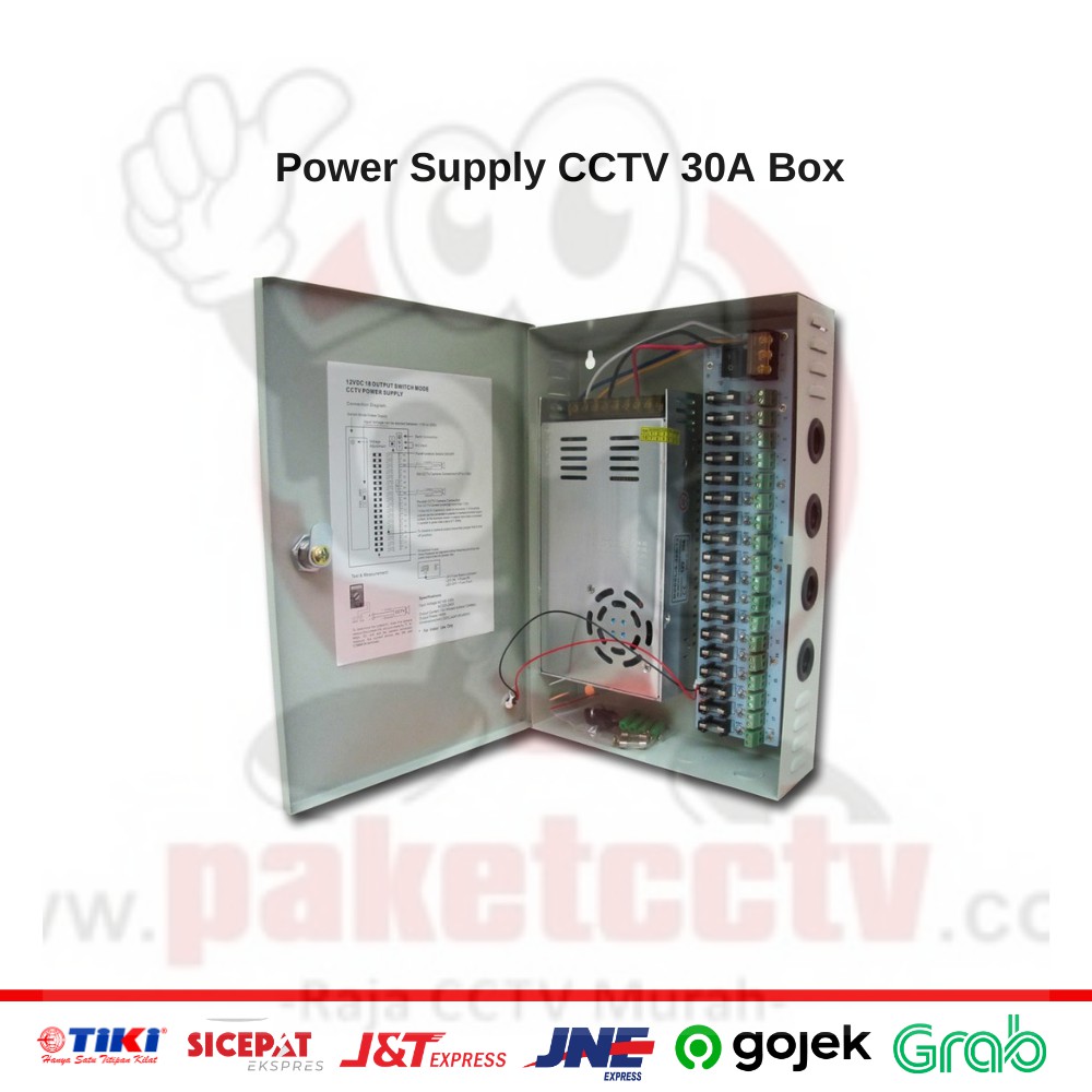 Jual Power supply Box 12 Volt 30A with fan untuk instalasi cctv ...