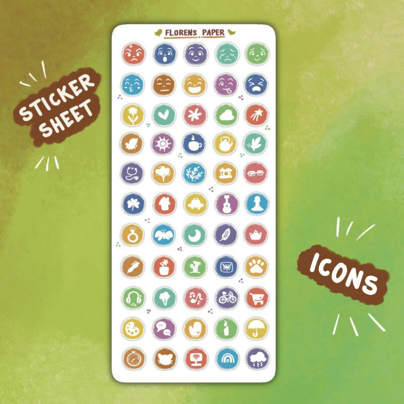 Jual Sticker Sheet Icons/Emoticon/Shape - Stiker Aesthetic Lucu Murah ...