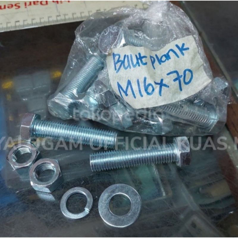 Jual Mur Baut M16x70 7cm baut flange baut dek UNS moor set lengkap | Shopee Indonesia