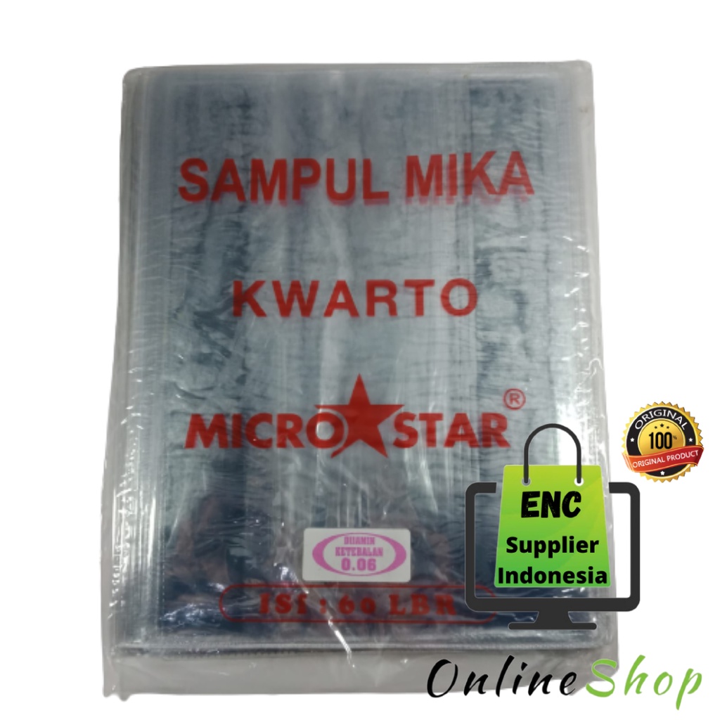 Jual microstar q4 60 lembar Sampul buku tulis plastik mika tebal kwarto opp quarto per pak - enc ...