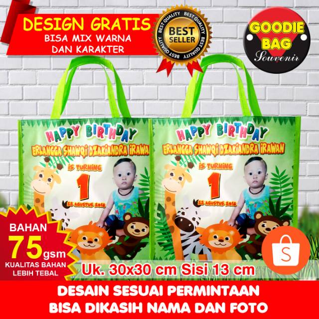 Jual Tas ultah goodis bag ultah tas ulang tahun souvenir (uk. 30x30 ...
