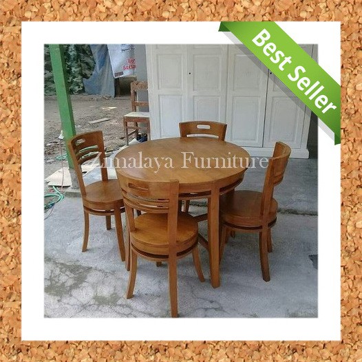 Jual Meja Makan Minimalis Bundar Kayu Jati 4 Kursi, Set Meja Makan Jati Model Minimalis ...