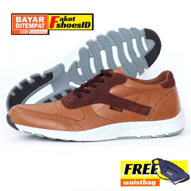 Jual HIRO TAN | Sepatu Pria Sneakers Kulit Asli Pull up Gratis waistbag ...