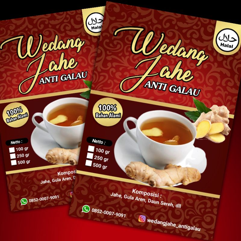 Jual ( minimal order 100 pcs ) Stiker Label Kemasan Stiker Wedang Jahe ...