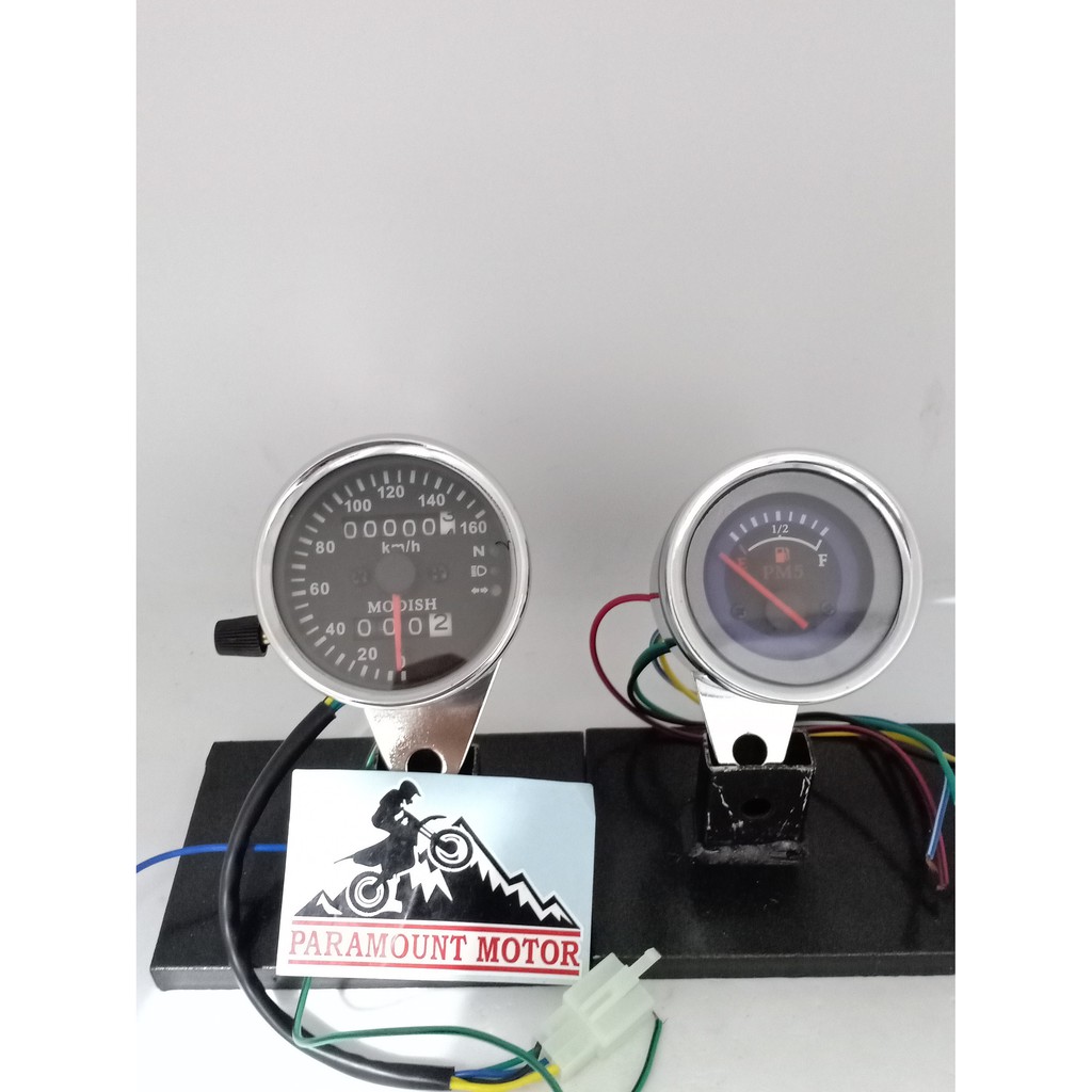 Jual spido speedometer bulat kilometer indikator plus amper bensin ...
