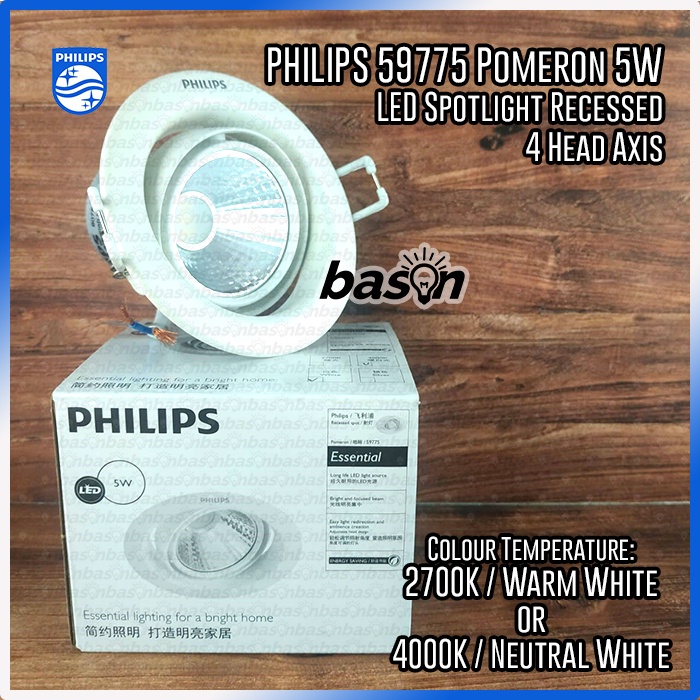 Jual PHILIPS 59775 Pomeron 5W Recessed Spot LED - Lampu Spotlight 4 ...
