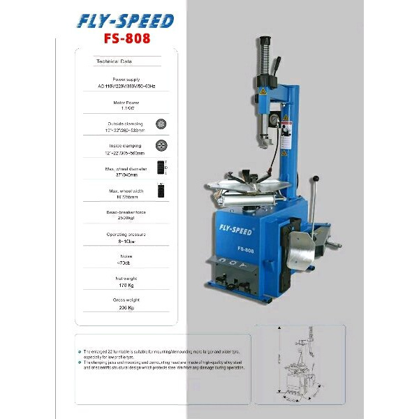 Jual mesin tyre changer fs808 merk fly speed warna biru | Shopee Indonesia