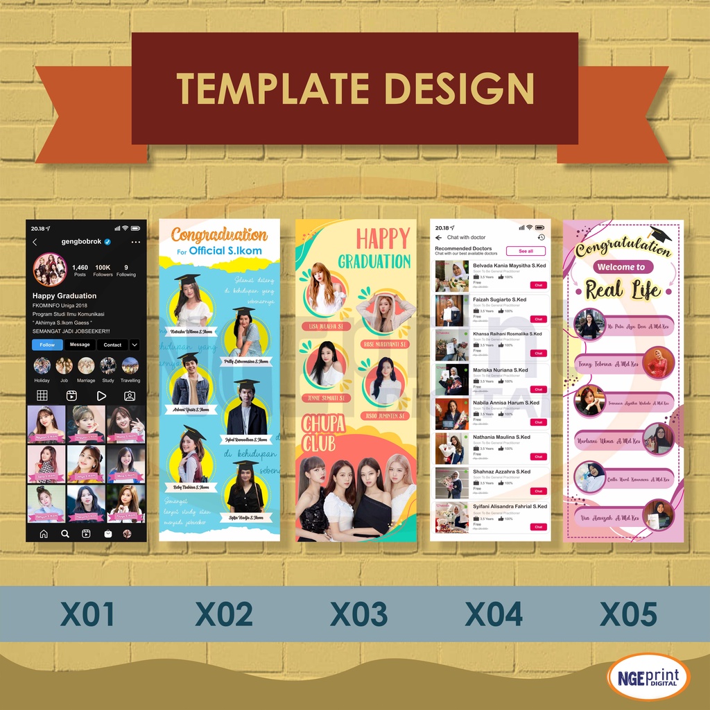 Jual Banner Wisuda Custom Free Design / Cetak X Banner Wisuda, X Banner ...