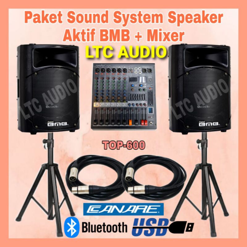Jual PAKET SOUND SYSTEM SPEAKER AKTIF BMB MN115A + MIXER SOUNDBEST TOP ...