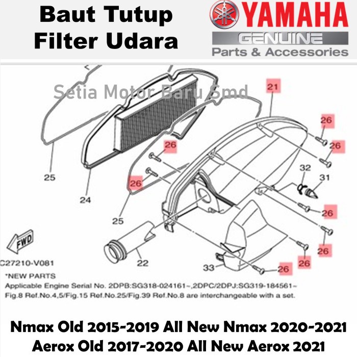 Jual Baut Screw Tutup Filter Udara Motor Yamaha Nmax N Max Aerox Old ...