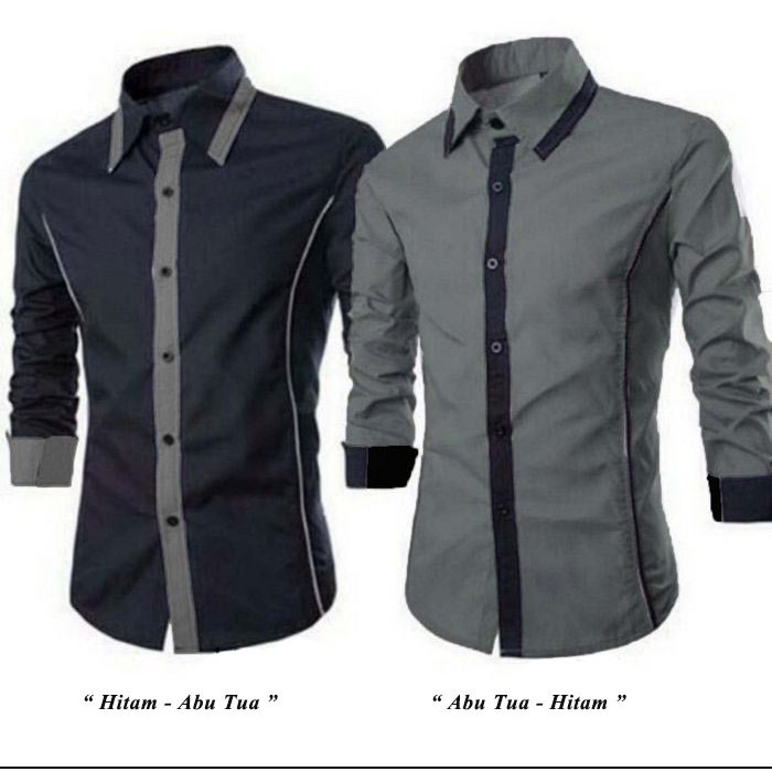 Jual Unik FOTO ASLI Kemeja Formal Kerja Pria XL list garis polos korea ...