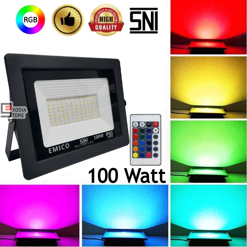 Jual Lampu Sorot Emico SMD LED 100 watt SNI IP65 Lampu Tembak Floodlight Lampu Hias RGB dengan ...