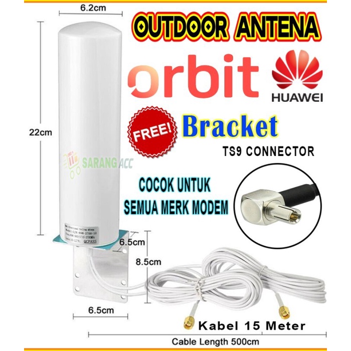 Jual SMARTCOM Antena Outdoor Modem Router GSM Wifi 4G LTE Dual TS9 15 ...