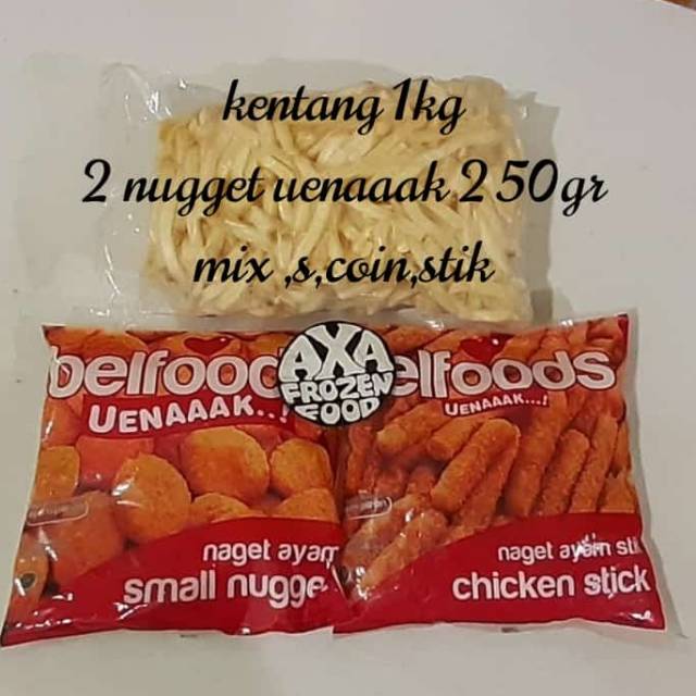 Jual PAKET BELFOOD ( Kentang polos 1 kg, nuget 2) | Shopee Indonesia