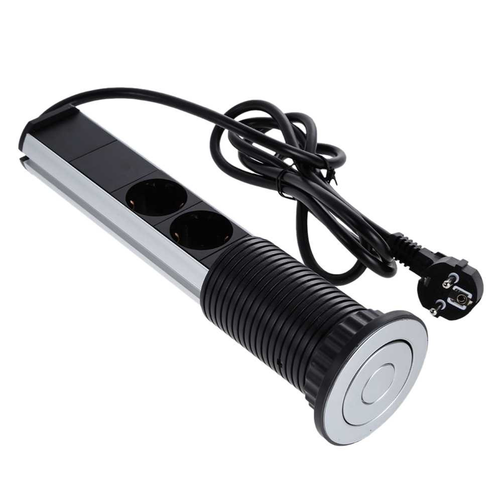 Jual Stop Kontak Pull Pop UP 3 Electric Plug Socket + 2 USB Port EU ...