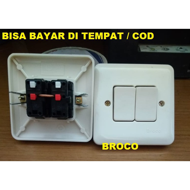 Jual Saklar Seri Double Broco Tanam tembok newgee sni | Shopee Indonesia