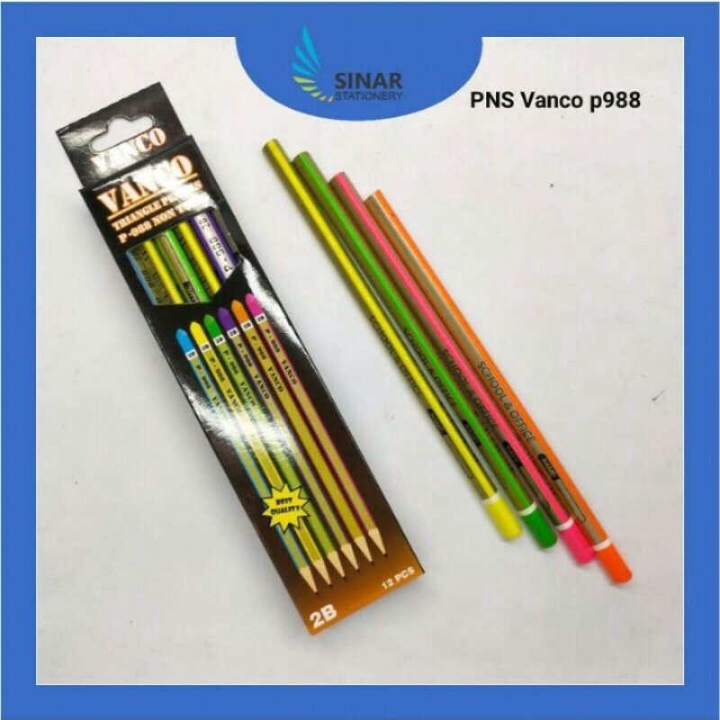 Jual pensil 2B alat tulis sekolah anak belajar PNS VANCO P988 harga ...