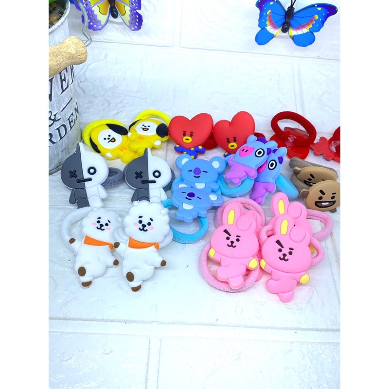 Jual ( PERPASANG ) Ikat Rambut BTS BT21 KPOP Karakter Bahan Latex ...