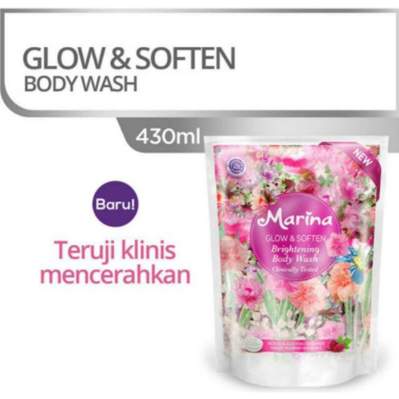 Jual Marina Brightening Body Wash Glow & Soft 430ml | Shopee Indonesia