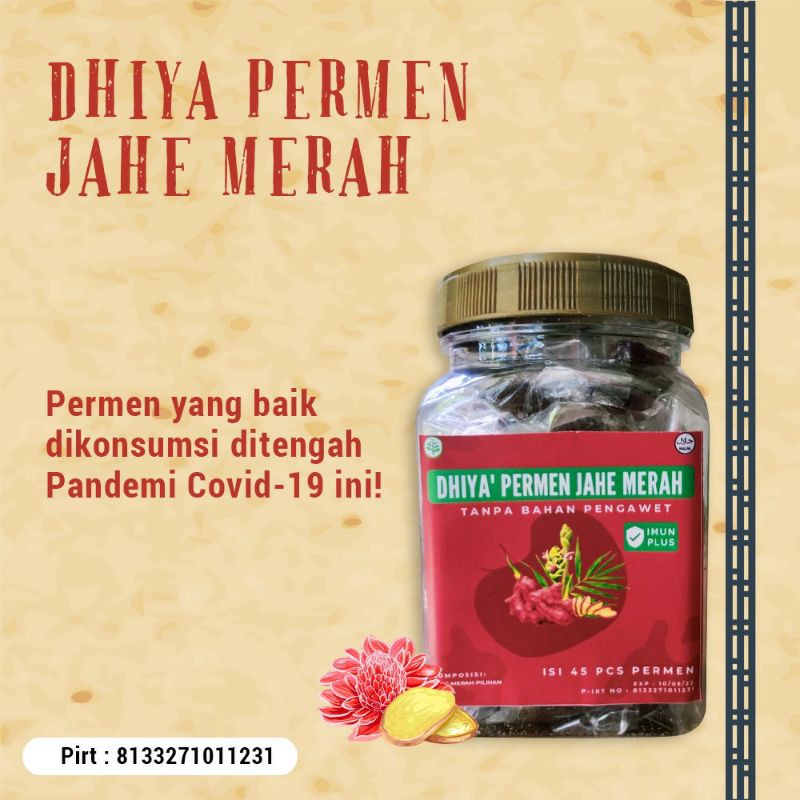 Jual Dhiya Permen Obat Herbal Jahe Merah Asli Murni Sehat Alami ...