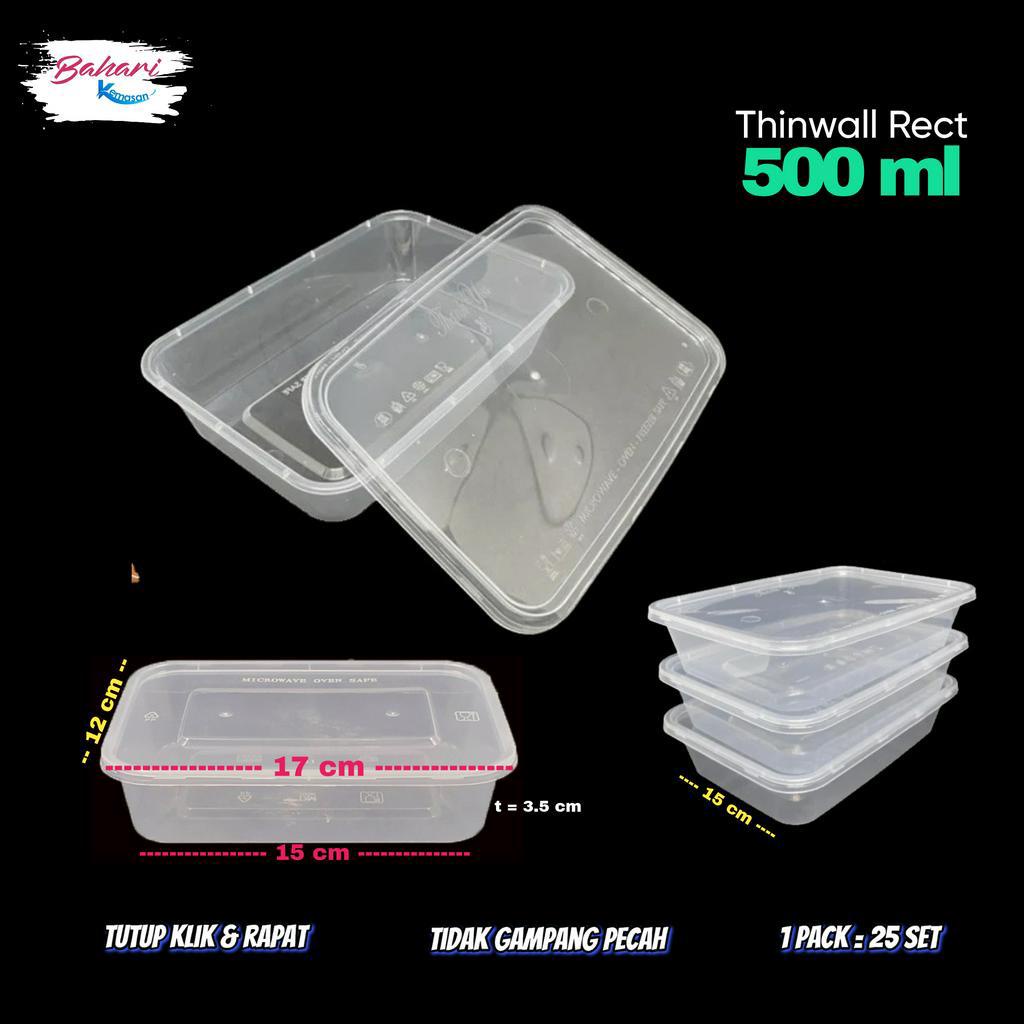 Jual Kotak Makan Thinwall 500 Ml Panjang 500ml Isi 25 550ml Shopee