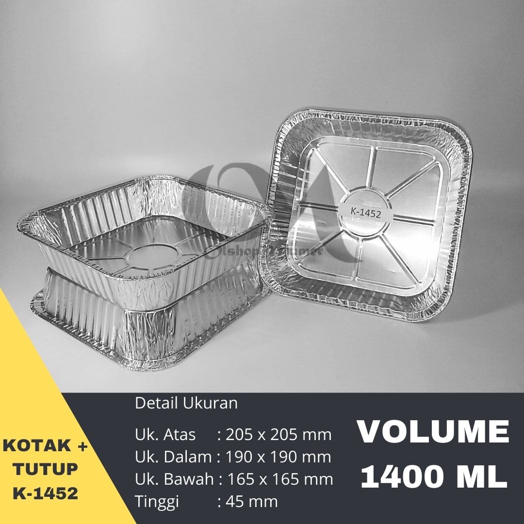 Jual Alumunium Foil Tray OX 1400 + Tutup K1452 / Cup Aluminium Foil Kotak K-1452 / OX1400 / OX ...