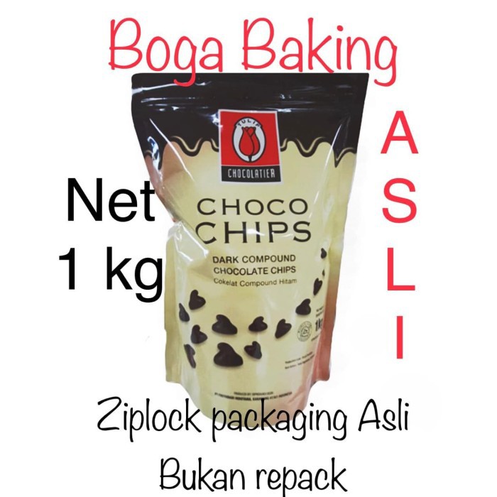 Jual Cokelat Chips Tulip Dark Chocolate Chip 1Kg ZIPLOCK Premium Choco ...