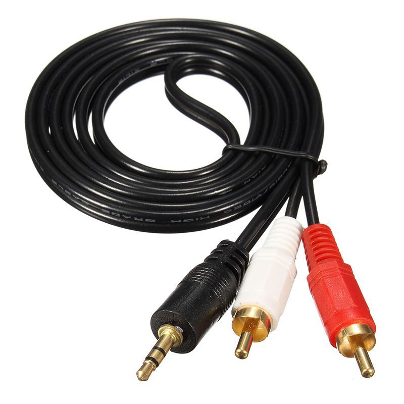 Jual Kabel Aux Audio to RCA 2 Gold Plate High Quality / Jack Audio Hp ke Speaker Aktif RCA 2 ...
