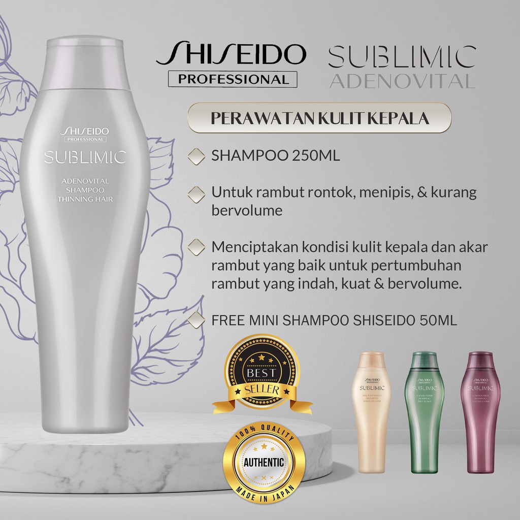 Jual Shampoo Shiseido SUBLIMIC ADENOVITAL 250ml - shampo perawatan untuk rambut rontok tipis ...