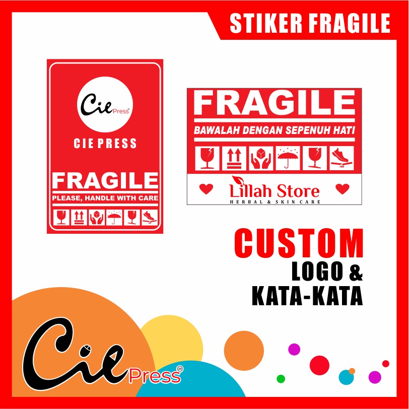 Jual STIKER LABEL FRAGILE CUSTOM LOGO TEKS TULISAN NAMA OLSHOP ANTI ...