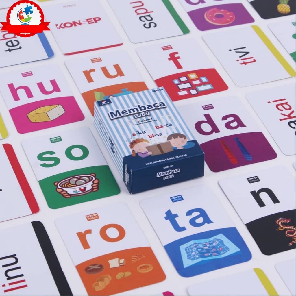 Jual Flashcard Membaca Seri 2 Konsep Flash Card Huruf Suku Kata Kartu ...