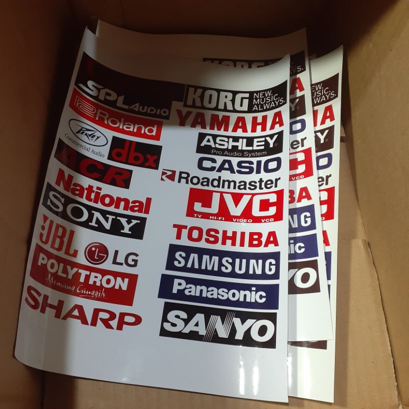 Jual Stiker logo merek elektronik 1 lembar isi 22 logo panjang 30 cm ...
