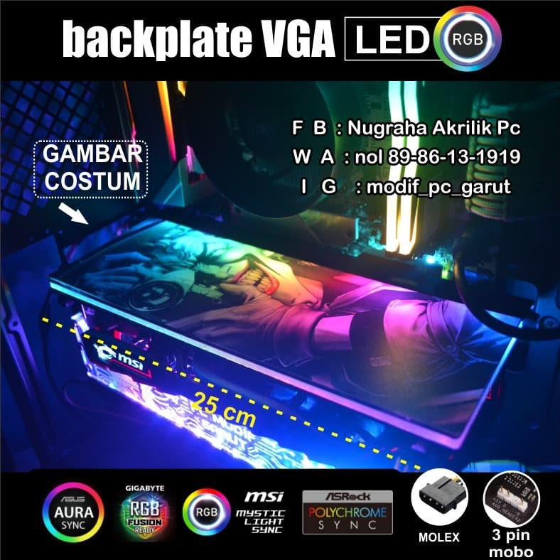 Jual Back plate vga SYNC mobo LED RAINBOW GAMBAR costum | Shopee Indonesia