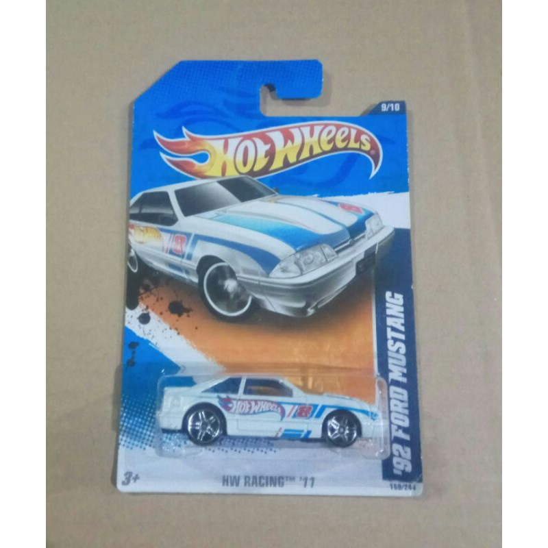 Jual hotwheels 92 FORD MUSTANG putih HW RACING 11 BLUE CARD,CARD LAWAS ...