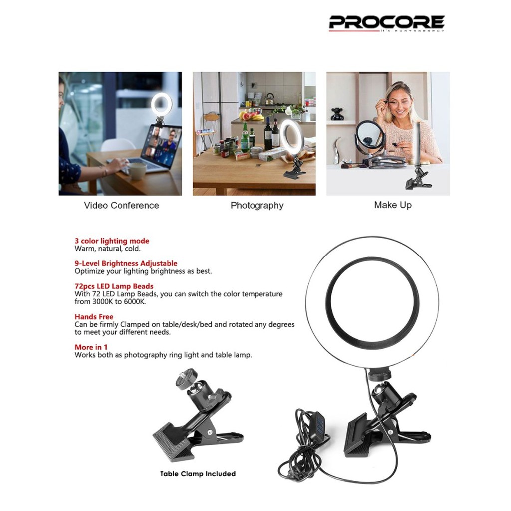 Jual Procore Ring Light Video Conference Lighting Kit | Shopee Indonesia