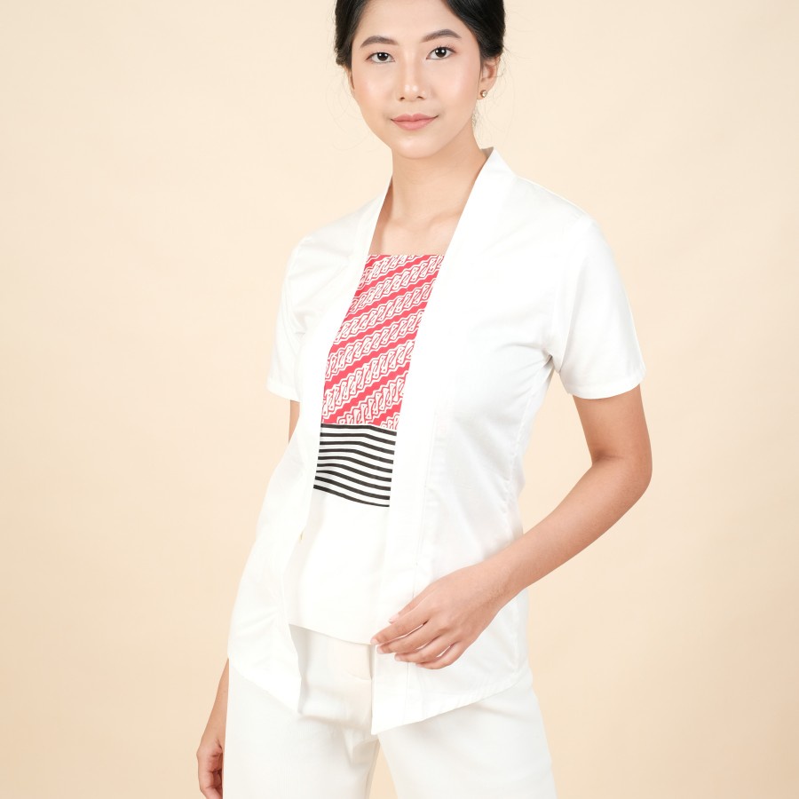 Jual Kebaya Batik Kutubaru 2 in 1 Lengan Pendek Meradelima Katun Putih ...