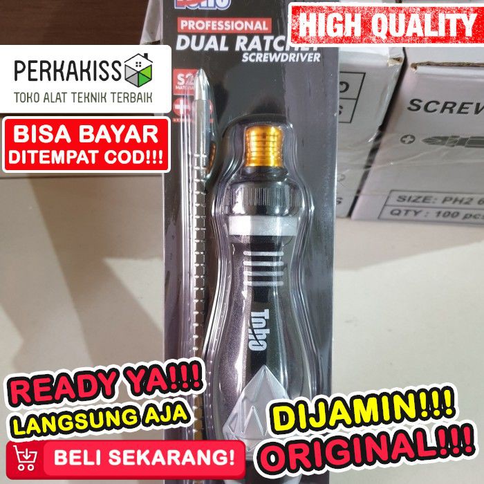 Jual Obeng Panjang Plus Minus Min Rachet Ratchet Screwdriver Toho Bolak ...