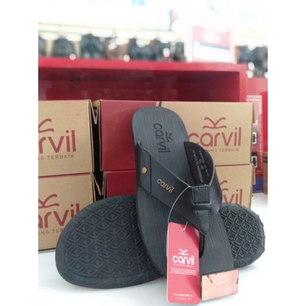 Jual CARVIL SANDAL CASUAL KULIT PRIA MODEL JEPIT VINTESO-01 M BLACK ...