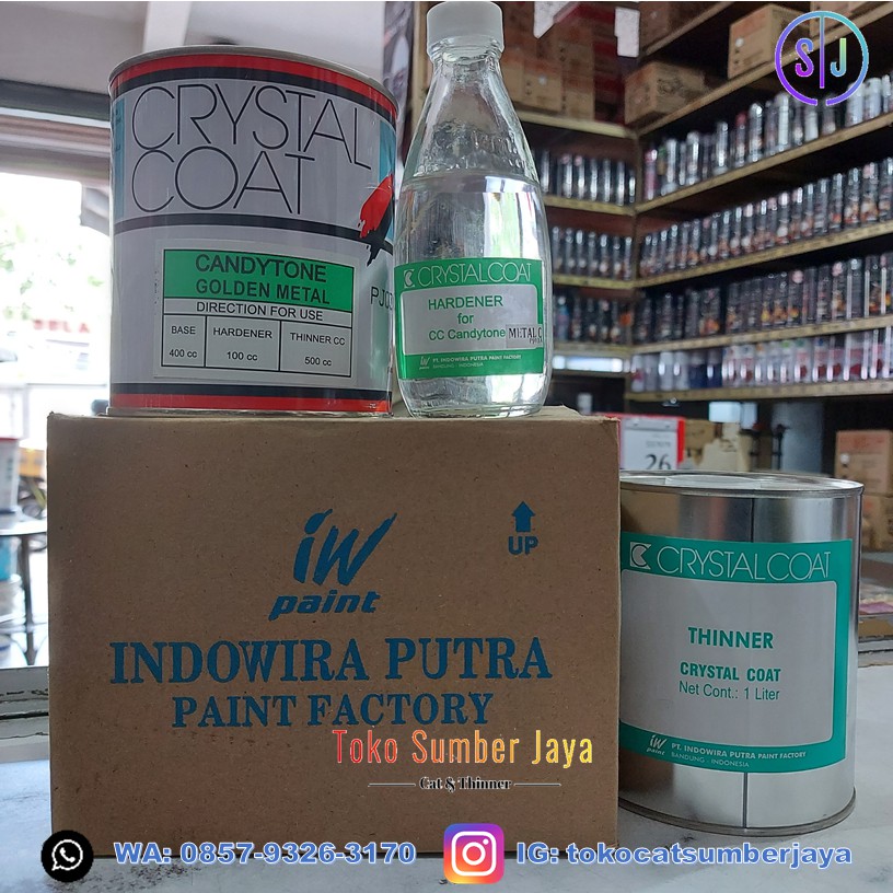 Jual Crystal Coat Candytone Golden Metal Indowira 1 Liter Set + Thinner | Shopee Indonesia