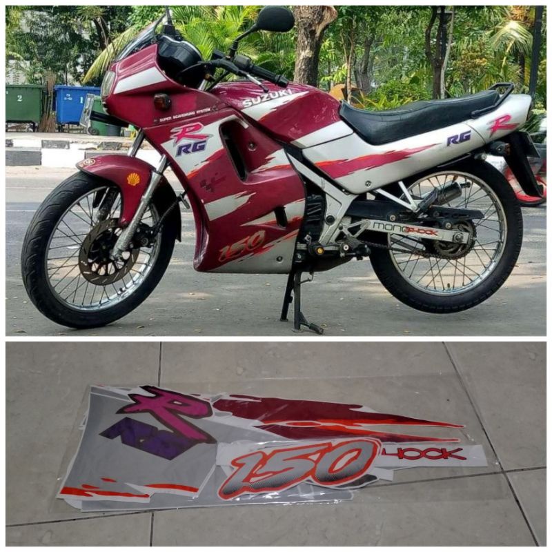 Jual STIKER STRIPING LIS BODY SUZUKI RGR 150 JUMBO MERAH SILVER ...